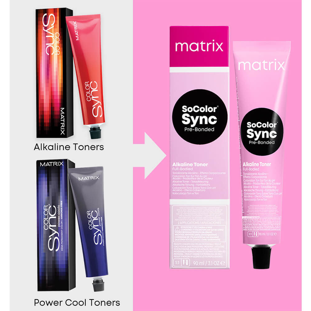 Matrix SoColor Sync Pre-Bonded Alkaline Toner, Cool Palette - 10V 90ml ...